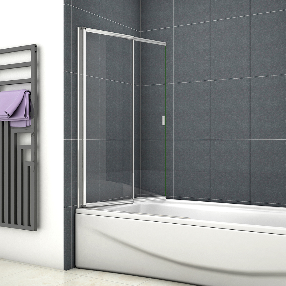 800x1400mm Over Bath Sliding Shower Screen Straight Framed Door Glass ...