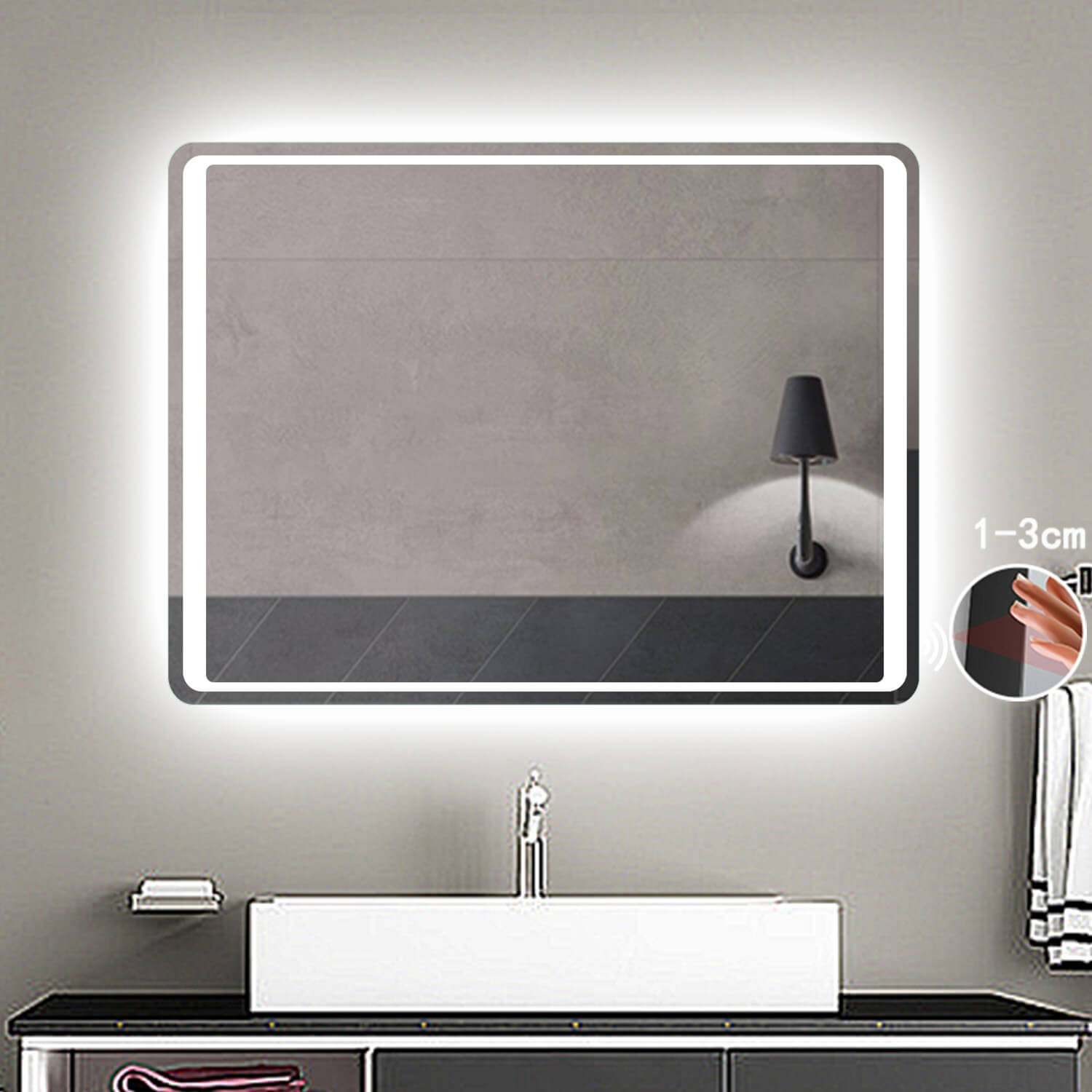 LED Illuminated Bathroom Mirror Light Up Touch Switch Sensor Demister ...